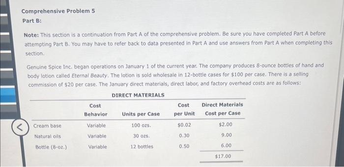Solved Comprehensive Problem 5 Part B: Note: This section is | Chegg.com