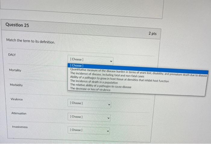 Solved Match the term to its definition. DALY Mortality | Chegg.com