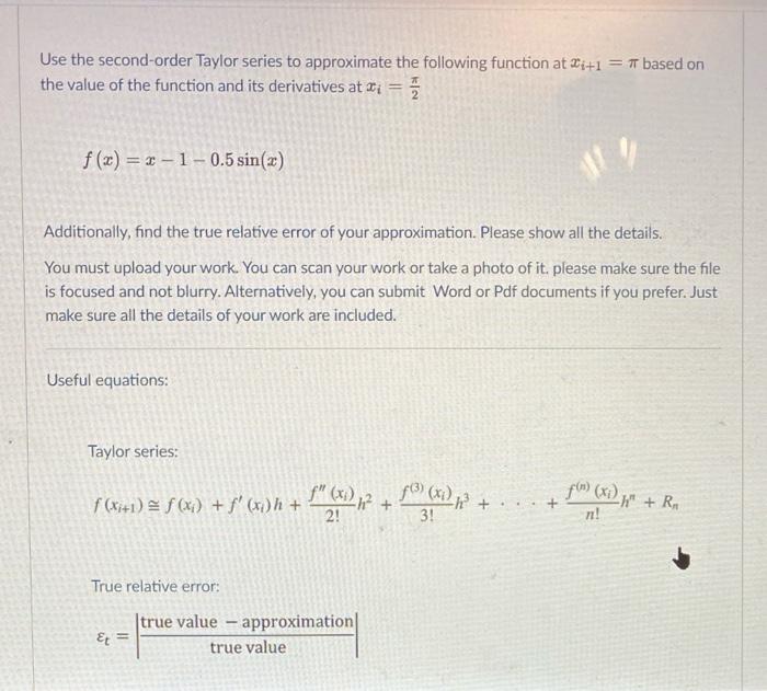 Solved Use the second-order Taylor series to approximate the | Chegg.com
