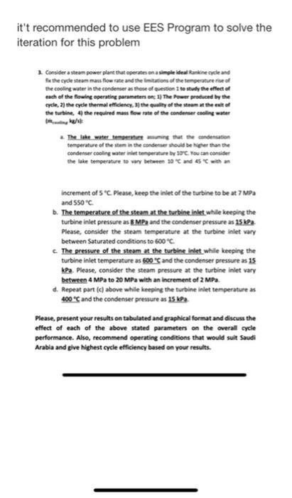 it't recommended to use EES Program to solve the | Chegg.com