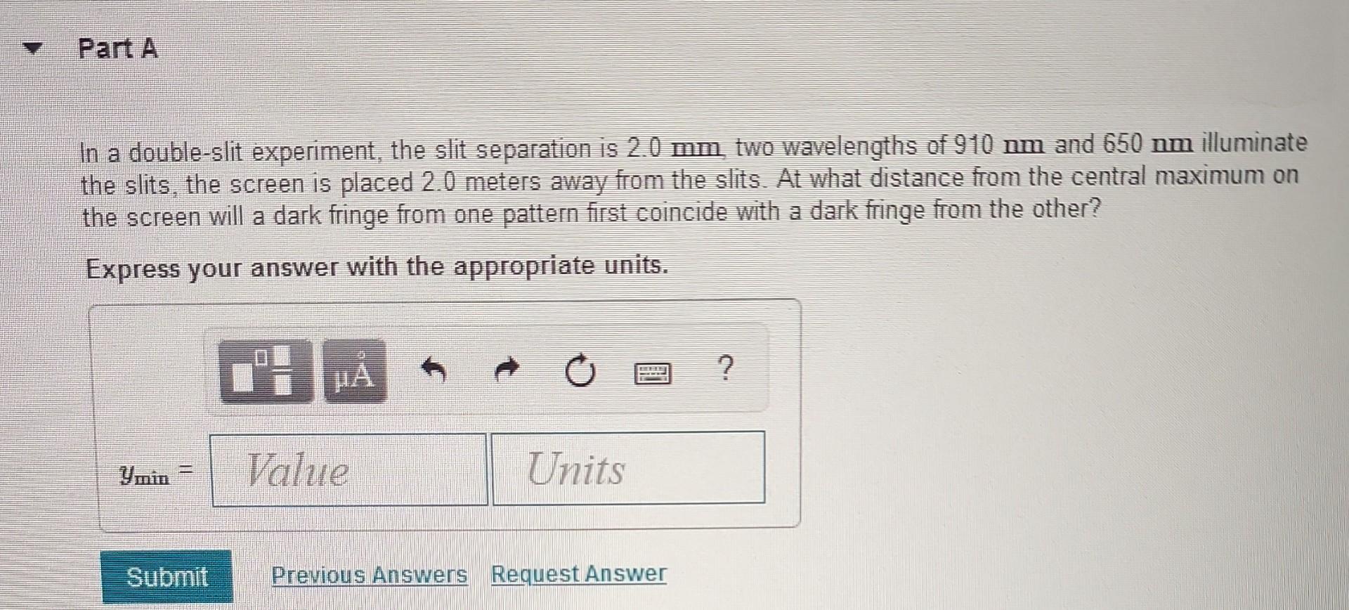 Solved In a double-slit experiment, the slit separation is | Chegg.com