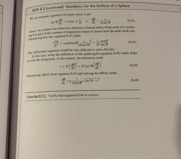 Solved 8.5 continued) Geodesics for the Surface of a Sphere | Chegg.com