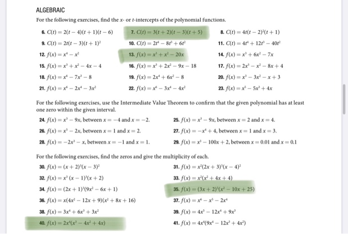 Solved ALGEBRAIC For the following exercises, find the | Chegg.com