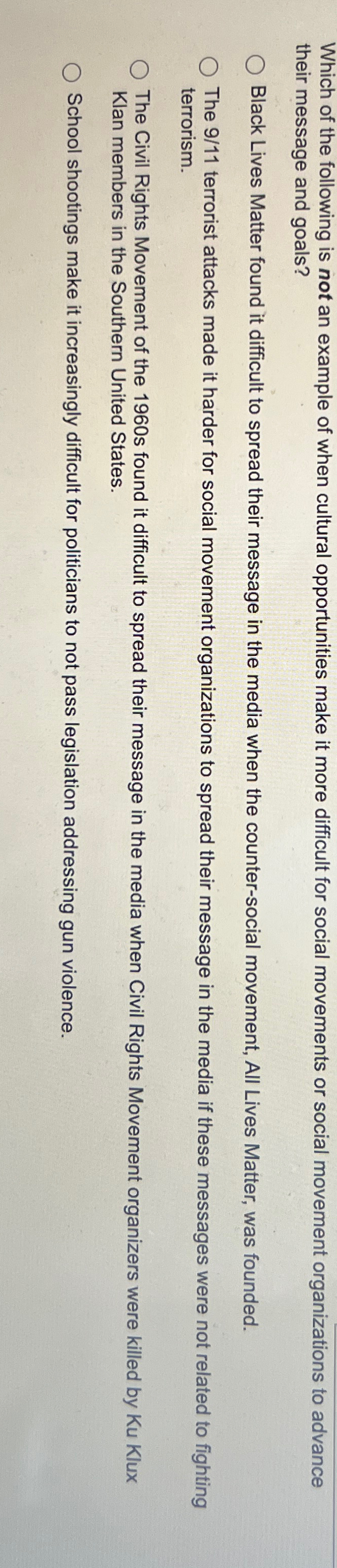 Solved Which of the following is not an example of when | Chegg.com