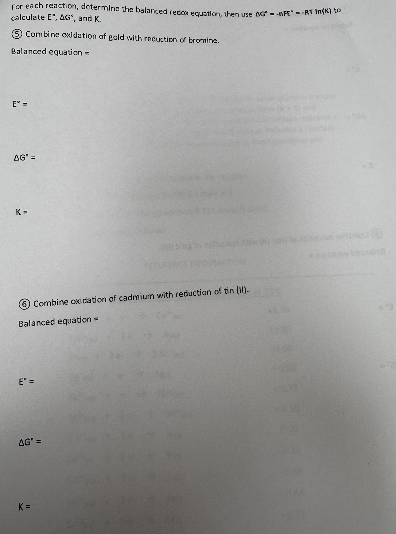 Solved For each reaction, determine the balanced redox | Chegg.com