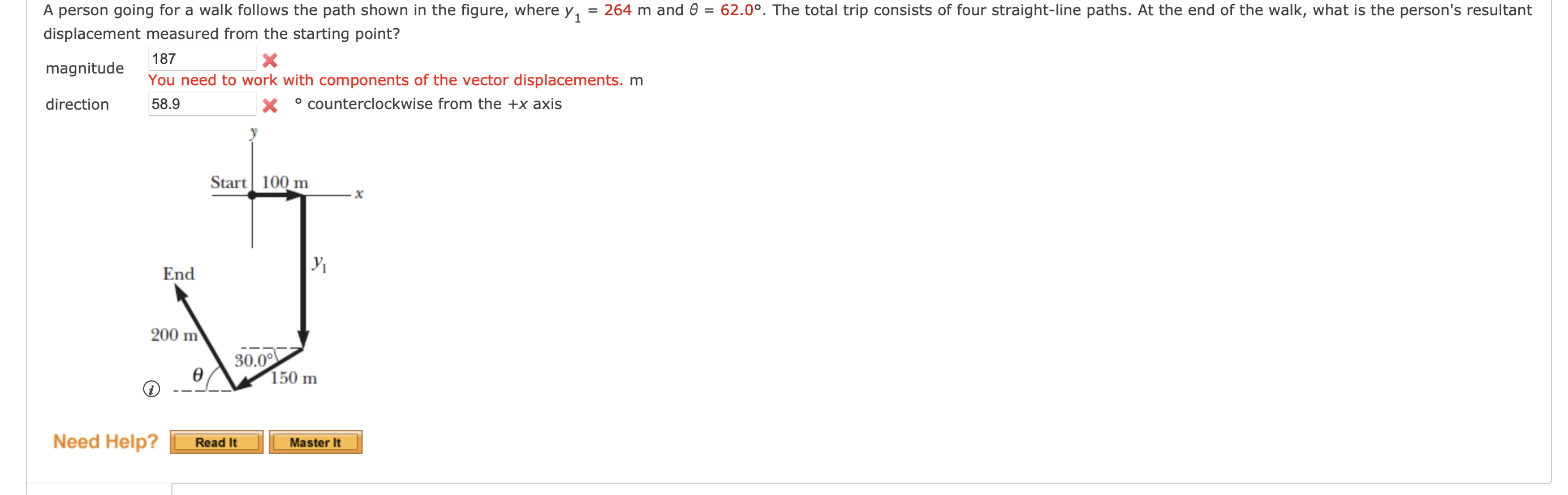 Solved displacement measured from the starting | Chegg.com