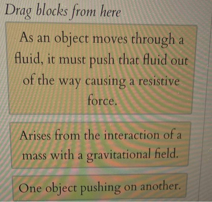 Solved onnect each force with its description Drag blocks | Chegg.com