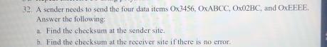 Solved A sender needs to send the four data items | Chegg.com