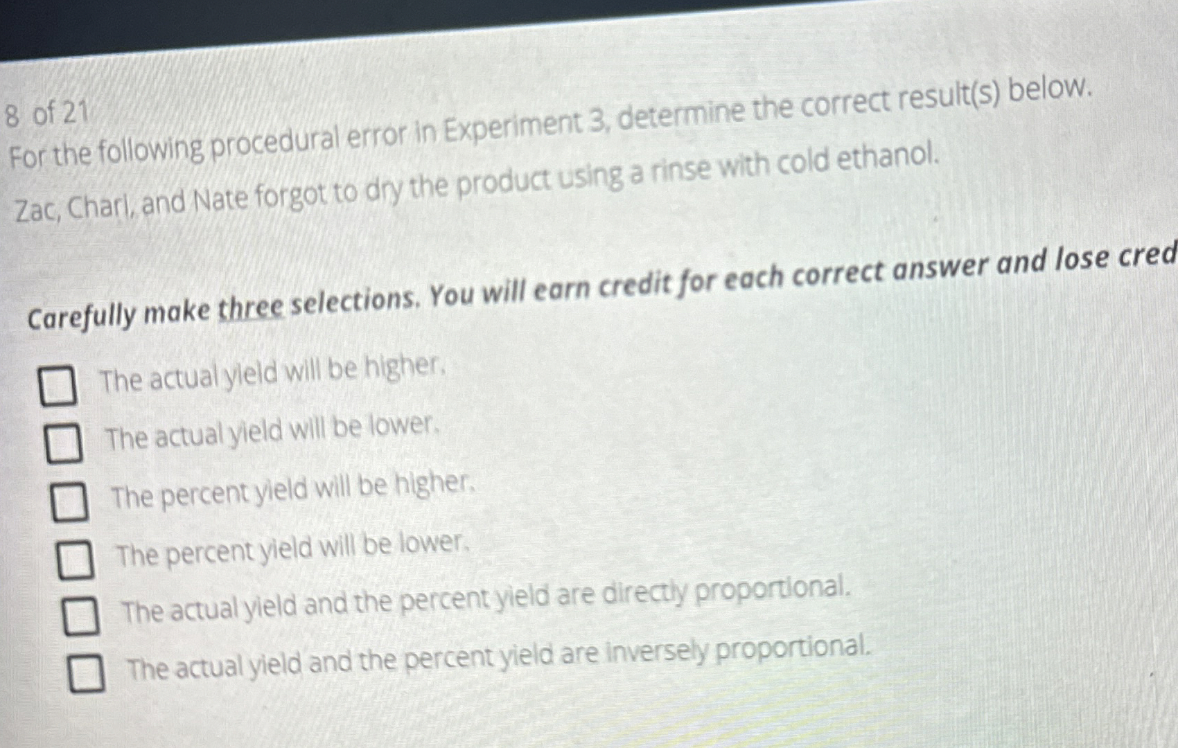 Solved 8 ﻿of 21For the following procedural error in | Chegg.com