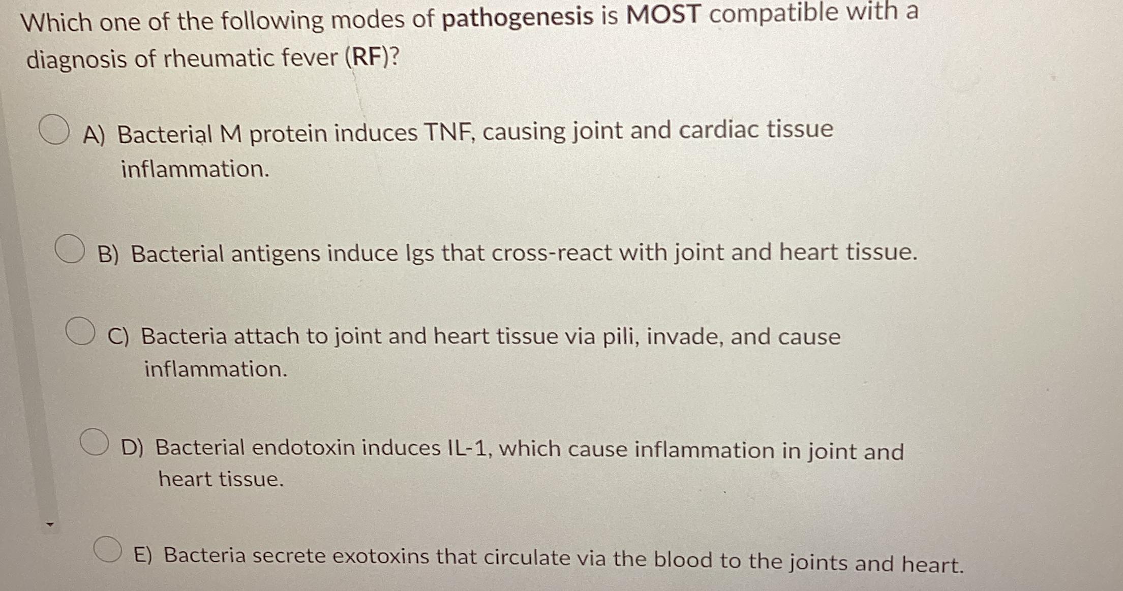 Solved Which one of the following modes of pathogenesis is | Chegg.com