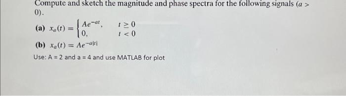 Solved Compute and sketch the magnitude and phase spectra | Chegg.com