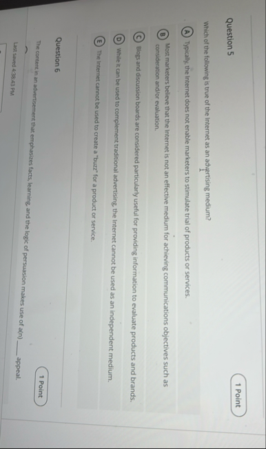 Solved Question 5Which of the following is true of the | Chegg.com