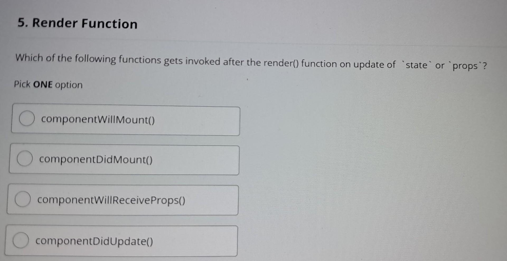 Solved Which of the following functions gets invoked after | Chegg.com