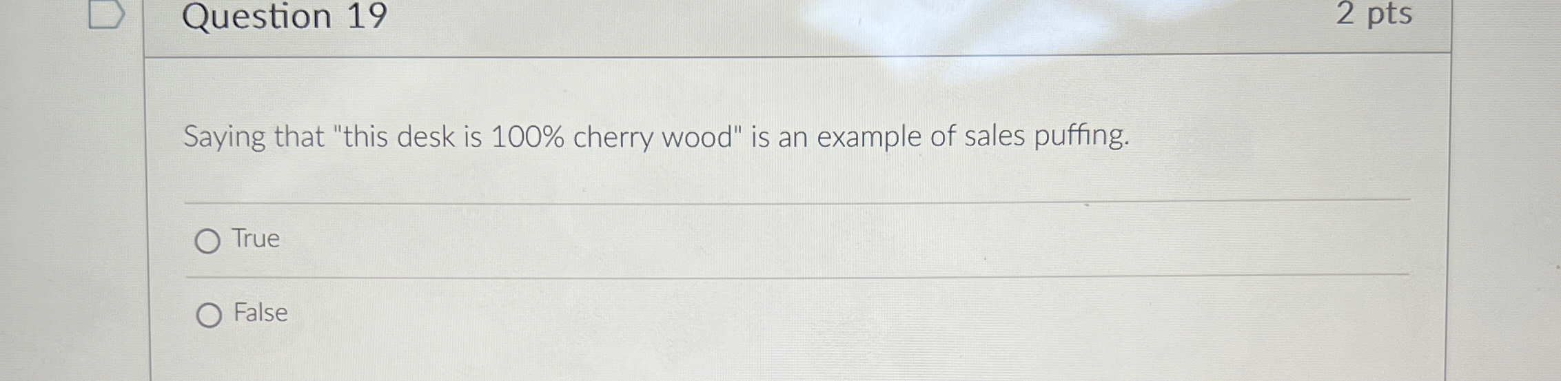 Solved Question 192 ﻿ptsSaying that "this desk is 100% | Chegg.com