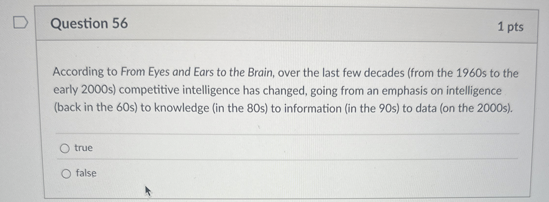 Solved Question 561 ﻿ptsAccording to From Eyes and Ears to | Chegg.com