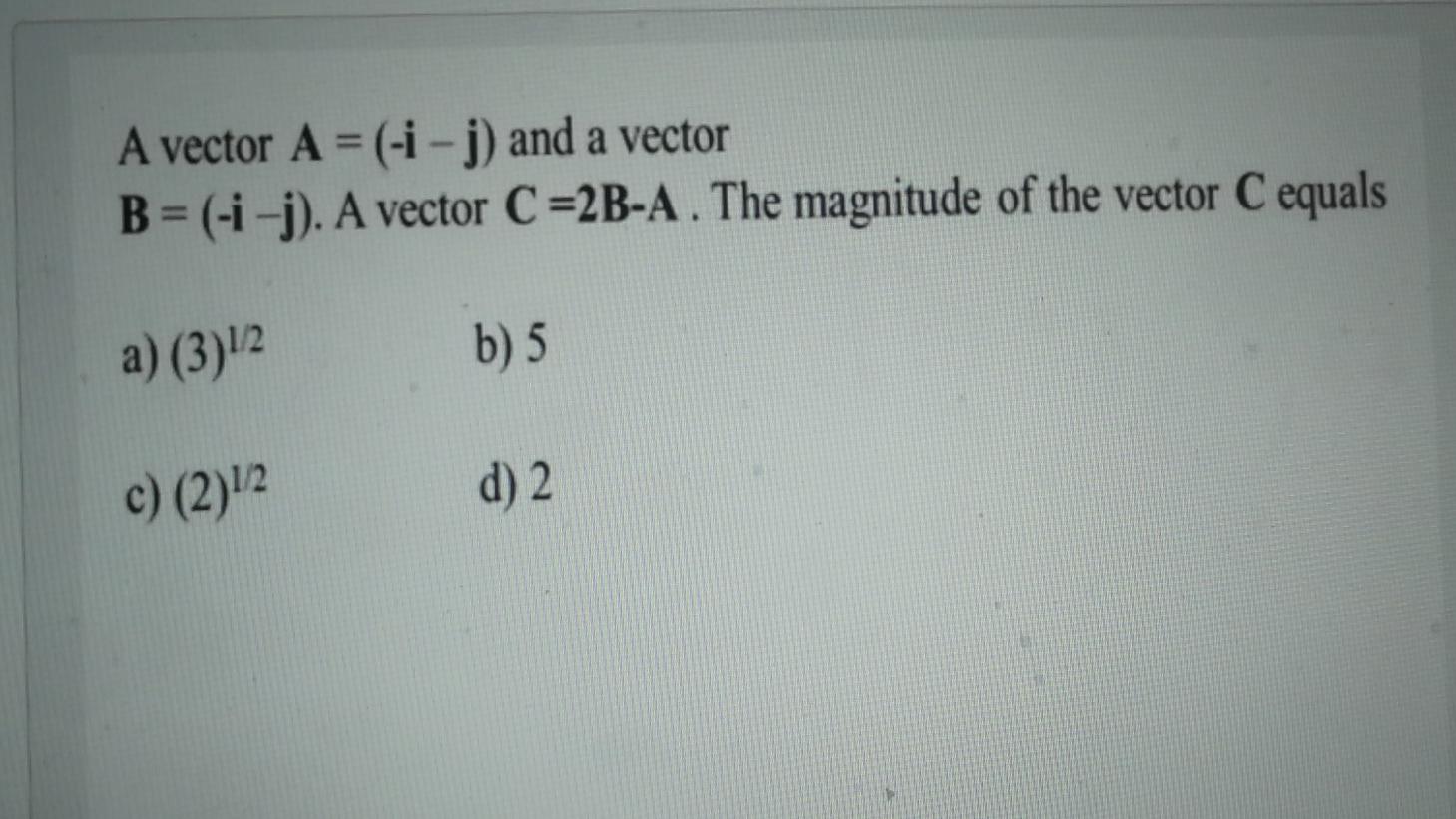 Solved A vector A=(-i-j) and a vector B=(-i -j). A vector | Chegg.com