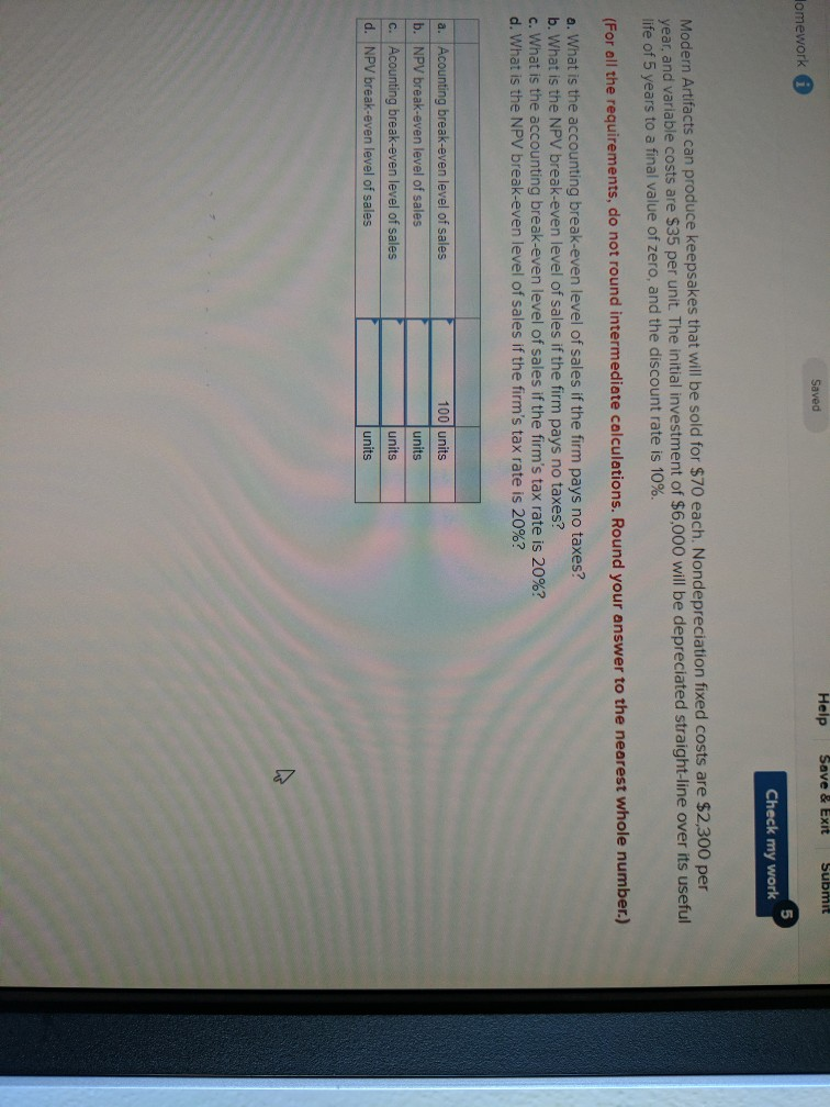 Solved Help Saved Submit Save & Exit Homework Check my work | Chegg.com