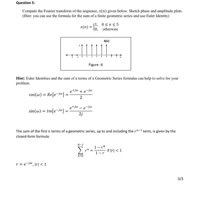 Solved Compute the Fourier transform of the sequence, x(n) | Chegg.com