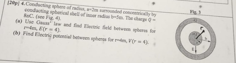 Solved [20p] 4. ﻿Conducting sphere of radius, a=2m | Chegg.com