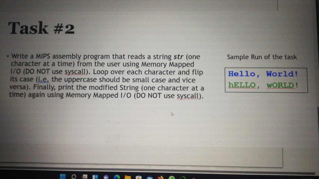 Solved Task #2 Sample Run of the task - Write a MIPS | Chegg.com