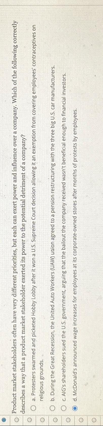 Solved Product market stakeholders often have very different | Chegg.com