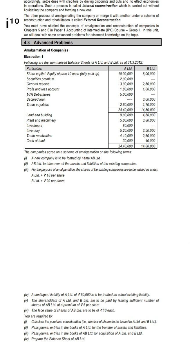 Solved 110 accordingly, settle dues with creditors by | Chegg.com