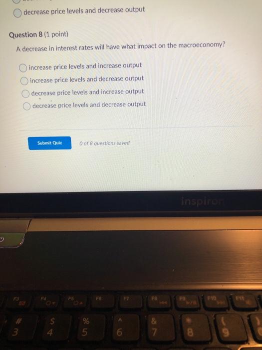Solved decrease price levels and decrease output Question 8 | Chegg.com