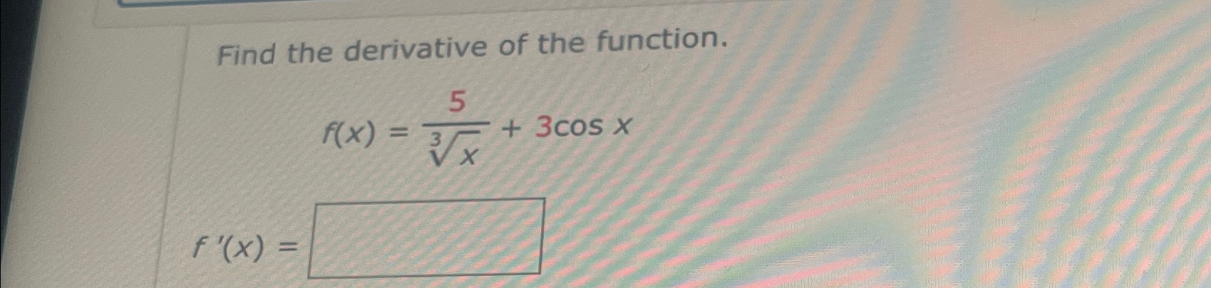 Solved Find the derivative of the | Chegg.com