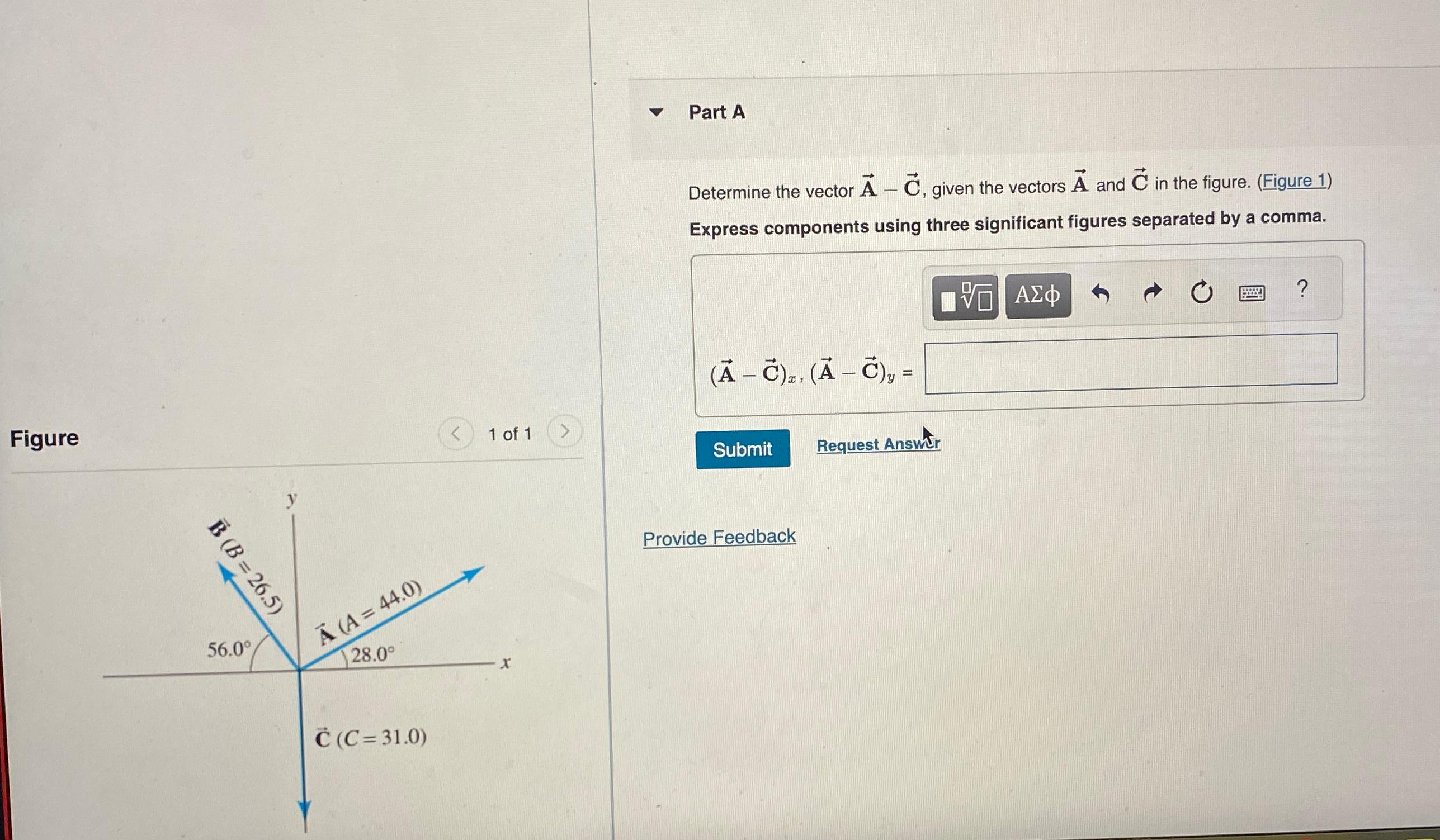 Solved Part A\\nDetermine the vector vec(A)-vec(C), given | Chegg.com