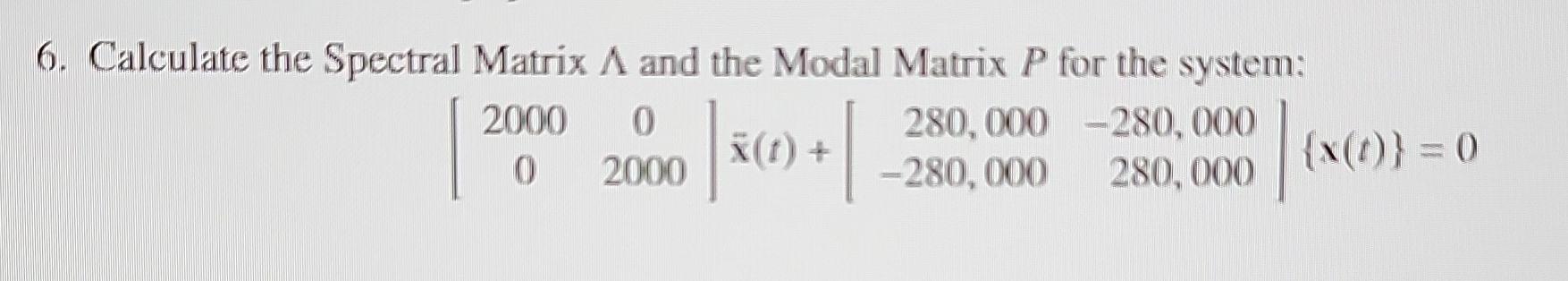 Solved 6. Calculate the Spectral Matrix Λ and the Modal | Chegg.com