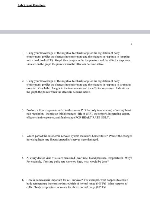 Solved 1. Using your knowledge of the negative feedback loop | Chegg.com