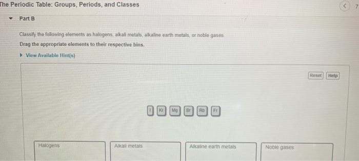 Solved Part A Classify the following elements as main group | Chegg.com