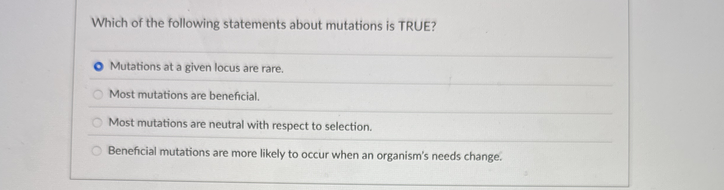 Solved Which Of The Following Statements About Mutations Is
