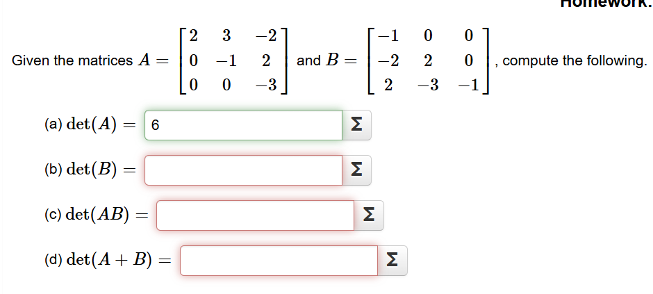 Solved Given the matrices A=[23-20-1200-3] ﻿and | Chegg.com
