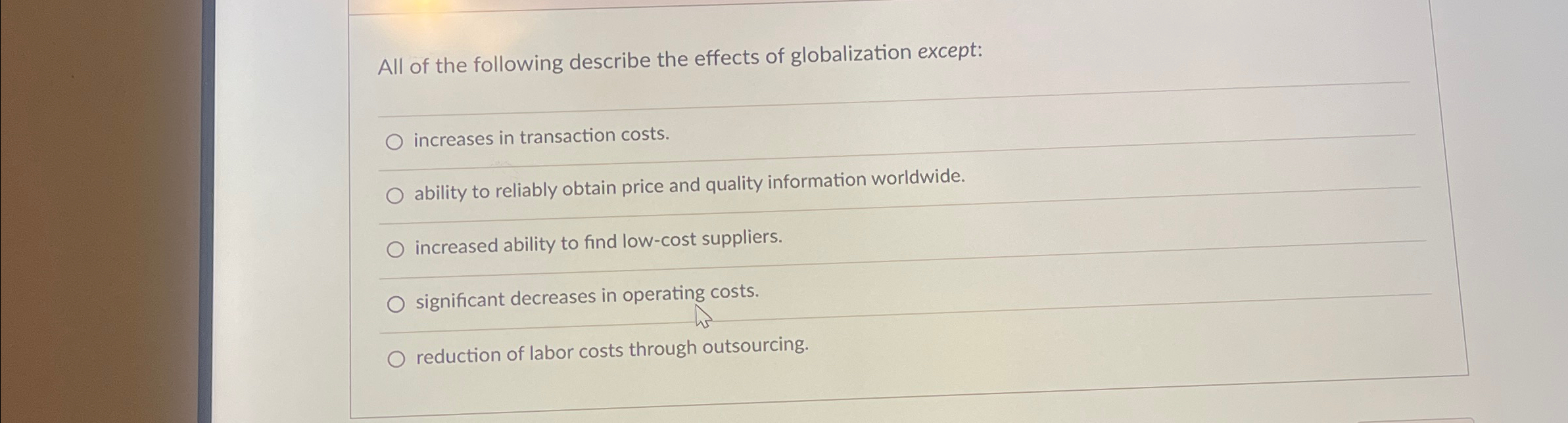 Solved All of the following describe the effects of | Chegg.com