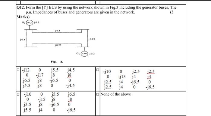 Solved Q12. Form the [Y] BUS by using the network shown in | Chegg.com