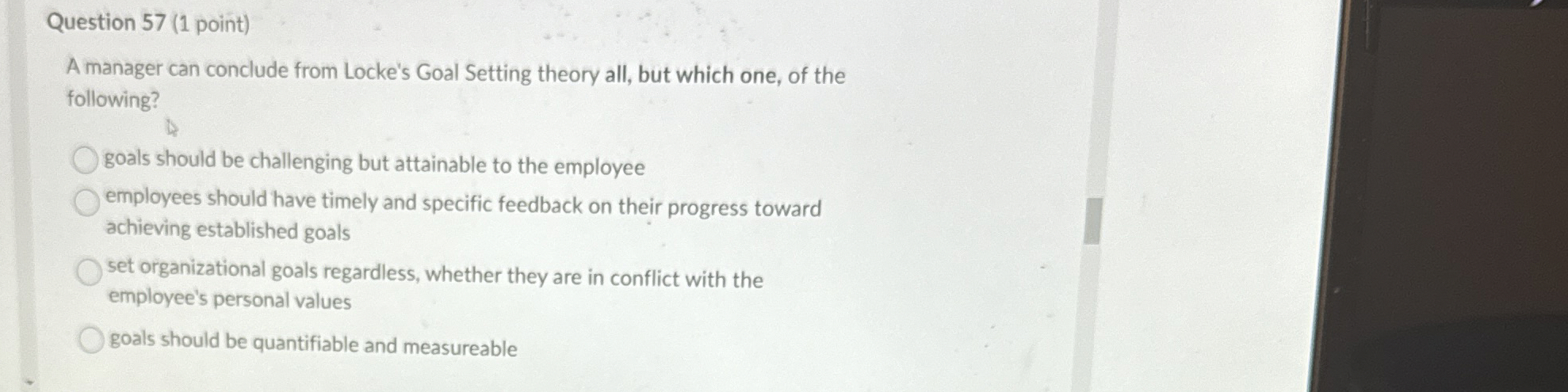Solved Question 57 (1 ﻿point)A manager can conclude from | Chegg.com