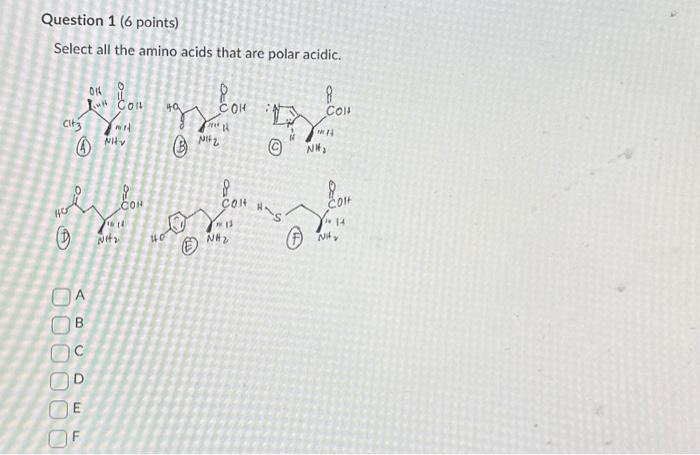 Solved Select all the amino acids that are polar acidic. | Chegg.com