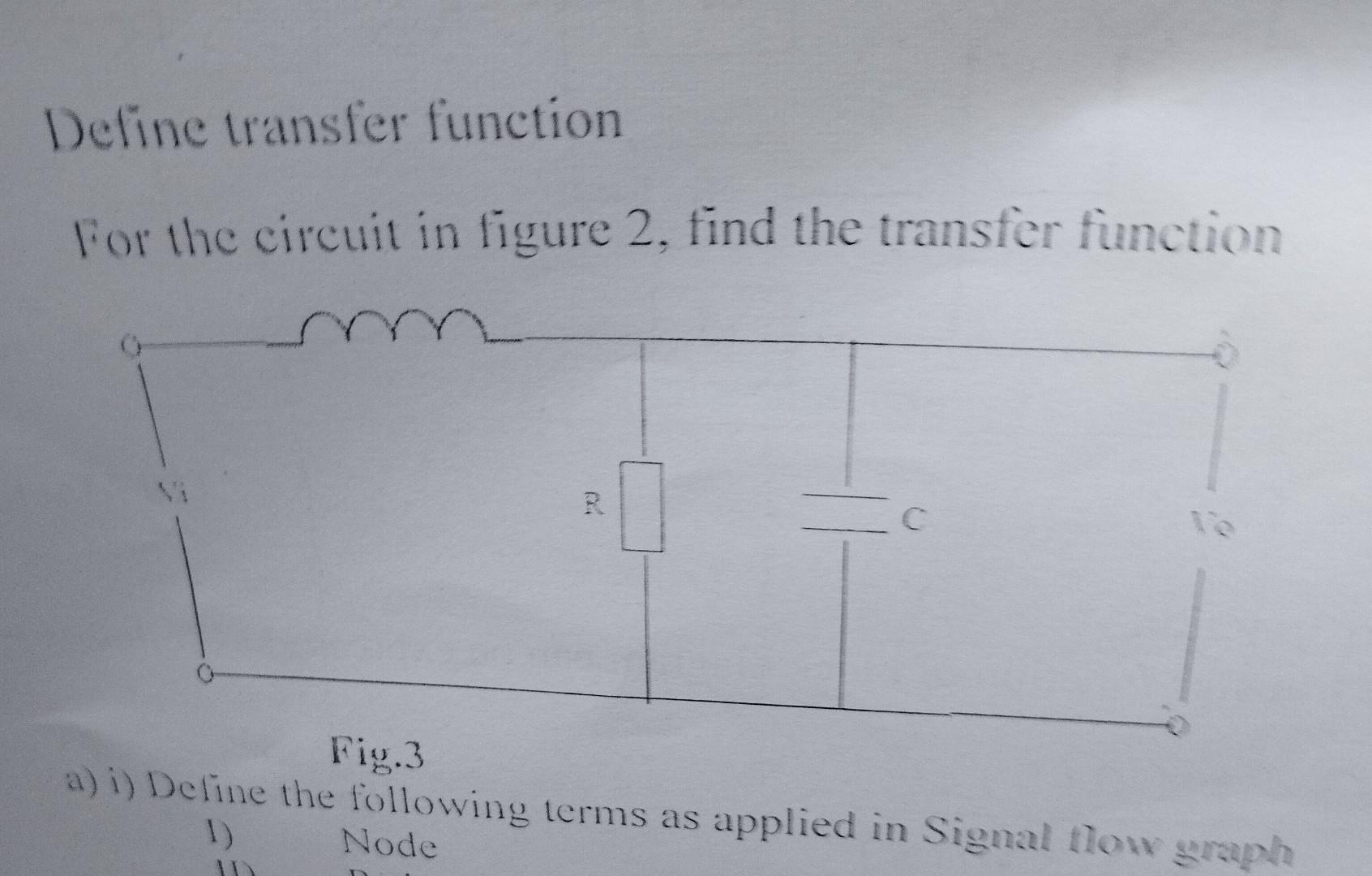 Solved Define transfer function For the circuit in figure 2, | Chegg.com