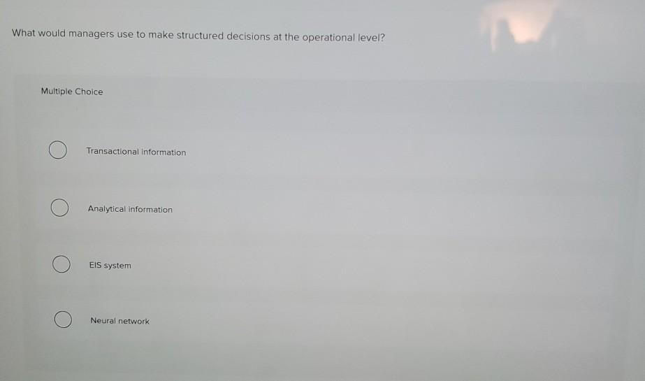 Solved What would managers use to make structured decisions | Chegg.com