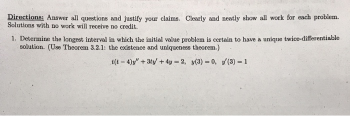 Solved Directions Answer all questions and justify your | Chegg.com