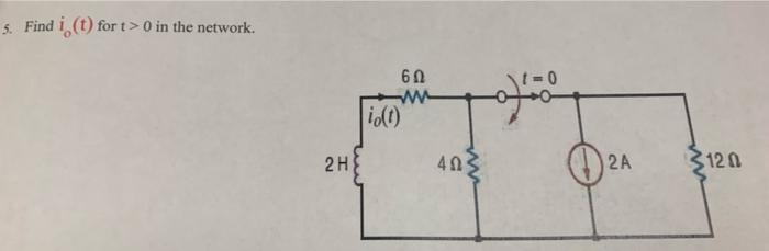 Solved 5. Find io(t) for t>0 in the network. | Chegg.com