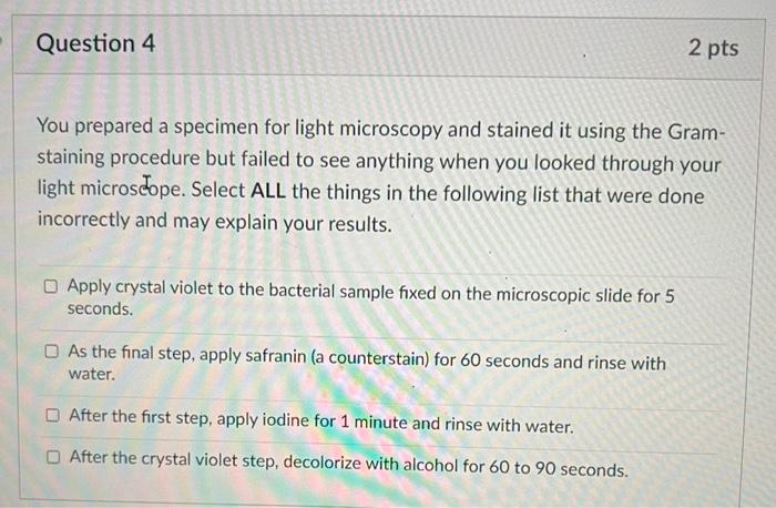 Solved You prepared a specimen for light microscopy and | Chegg.com