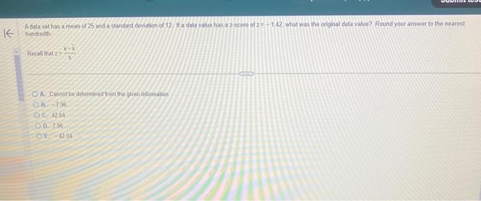 Solved Adata set has a mean of 25 and a standard deviation | Chegg.com