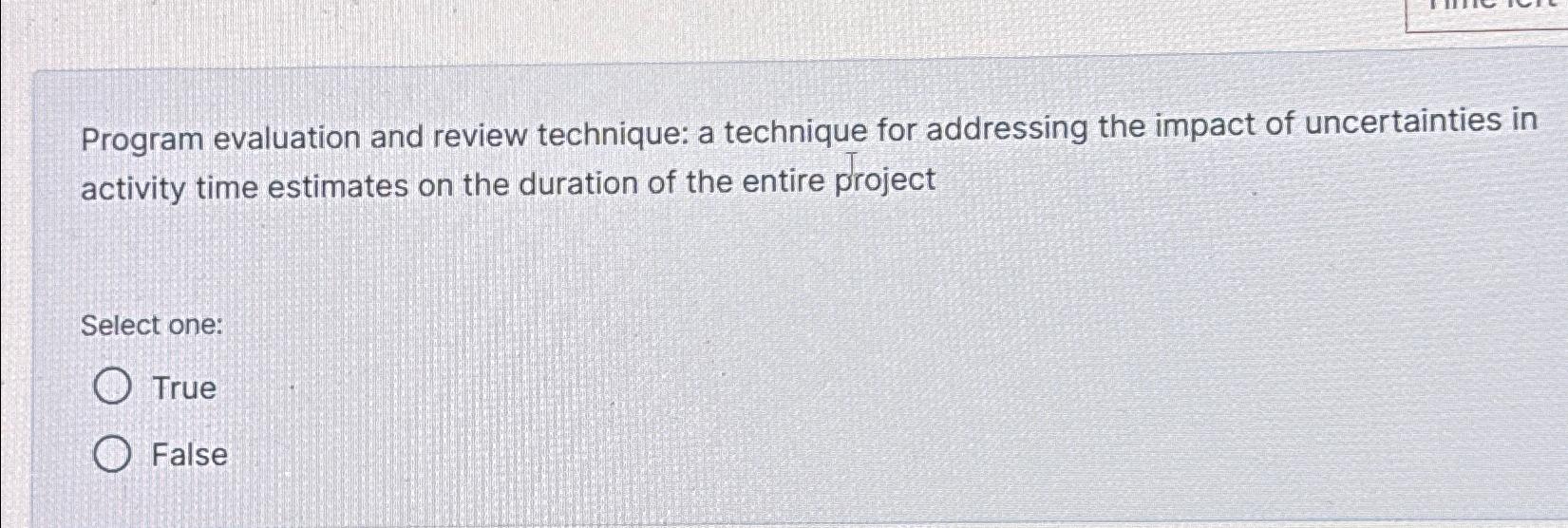 Solved Program evaluation and review technique: a technique | Chegg.com