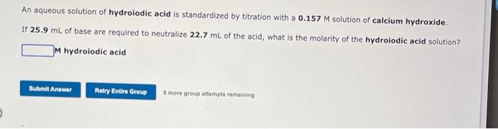 Solved An aqueous solution of hydroiodic acid is | Chegg.com