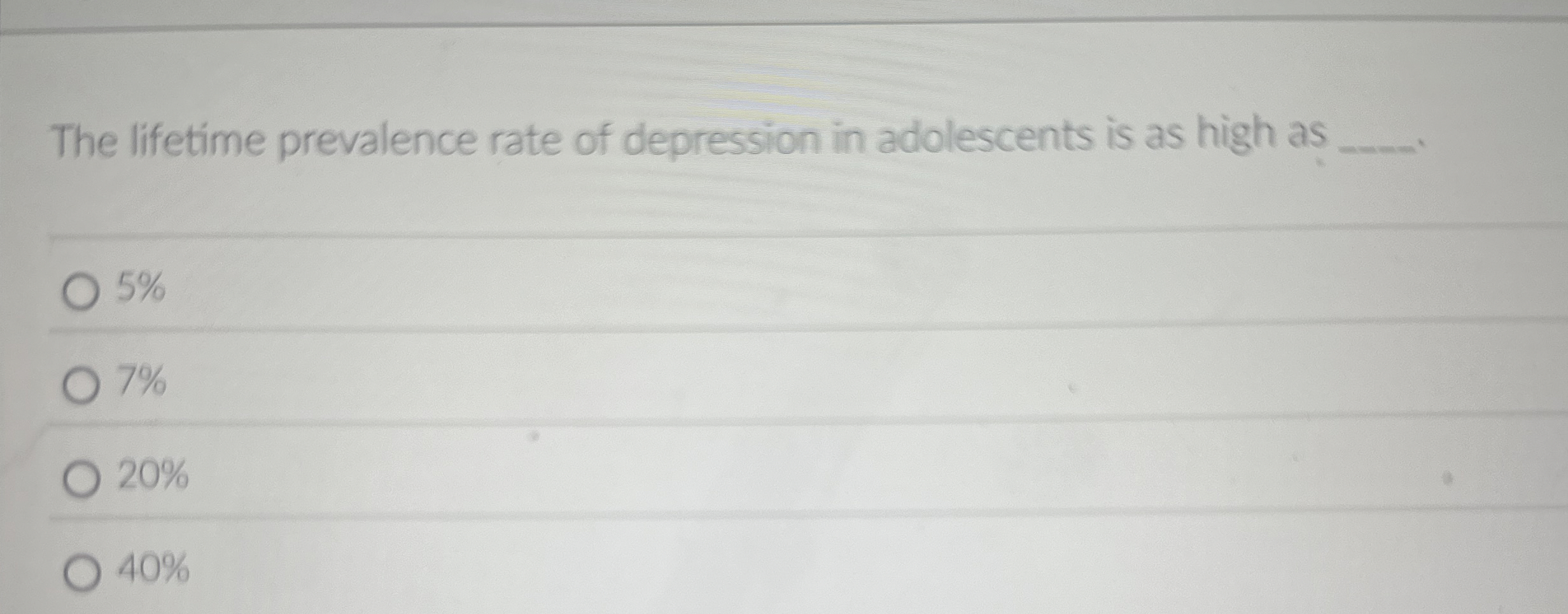 Solved The lifetime prevalence rate of depression in | Chegg.com
