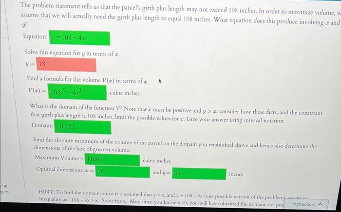 Solved According to U.S. postal regulations, the girth plus | Chegg.com