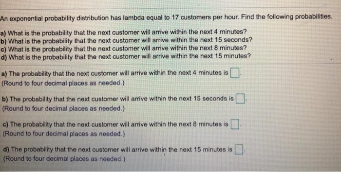 Solved An exponential probability distribution has lambda | Chegg.com
