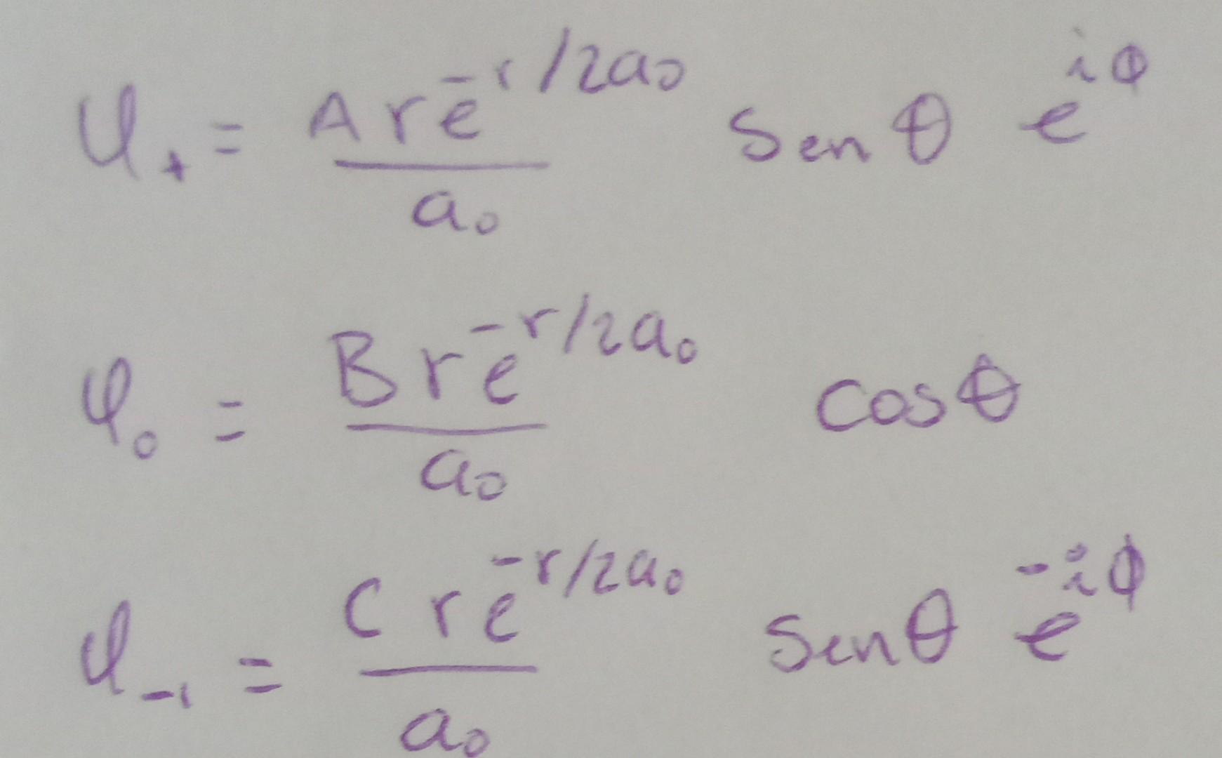 Solved the six wave functions of the 2P state of the | Chegg.com